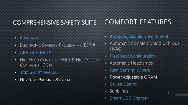 Tata Hexa Features and Specifications | PPT