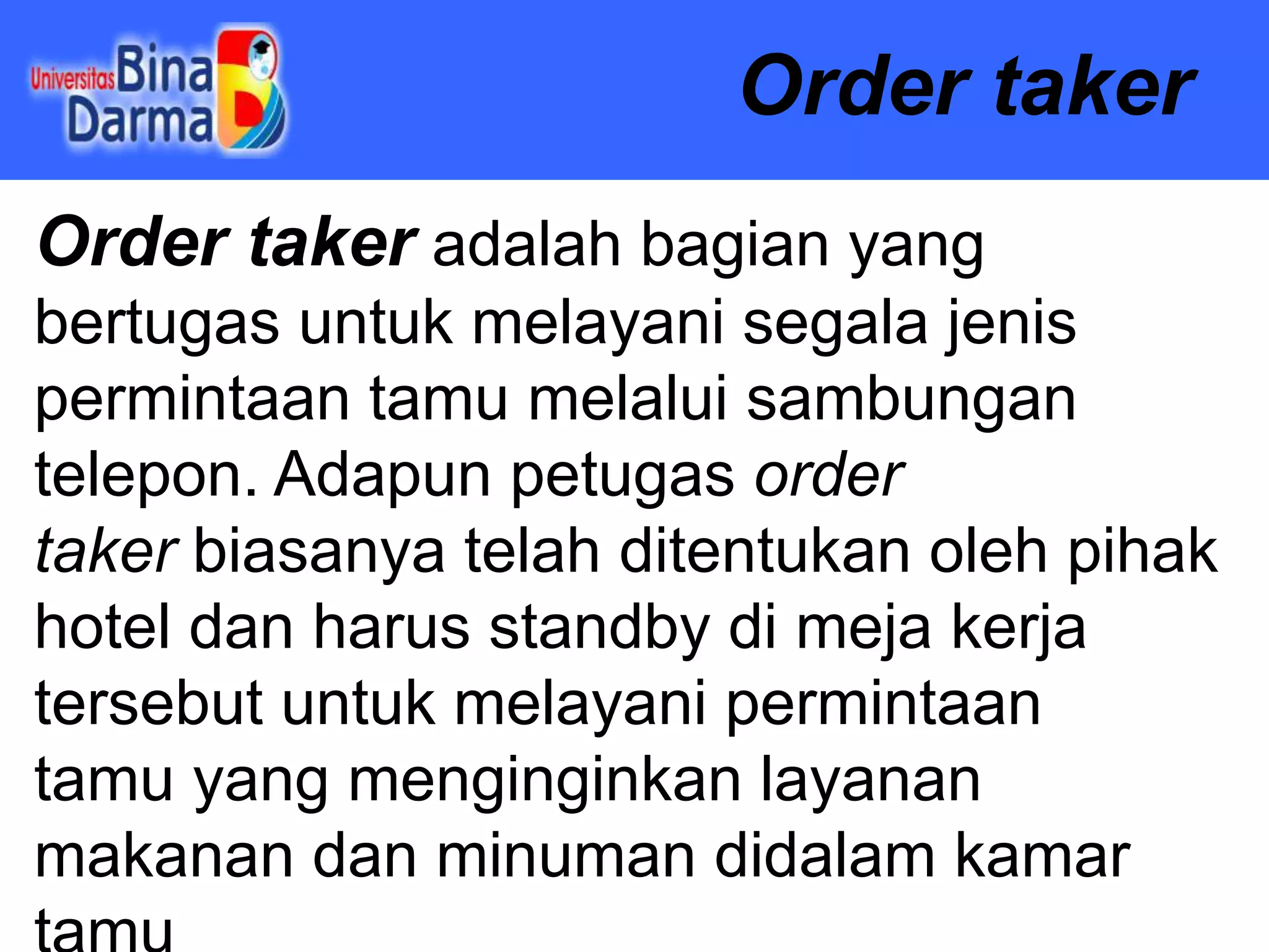 Tata Hidang Dasar Term 11 Pelayanan Room Service Order Taker.pptx