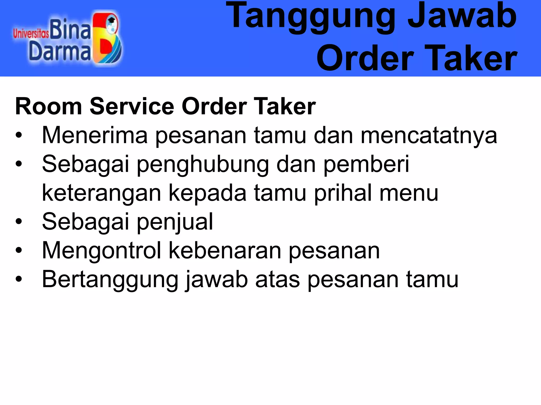Tata Hidang Dasar Term 11 Pelayanan Room Service Order Taker.pptx