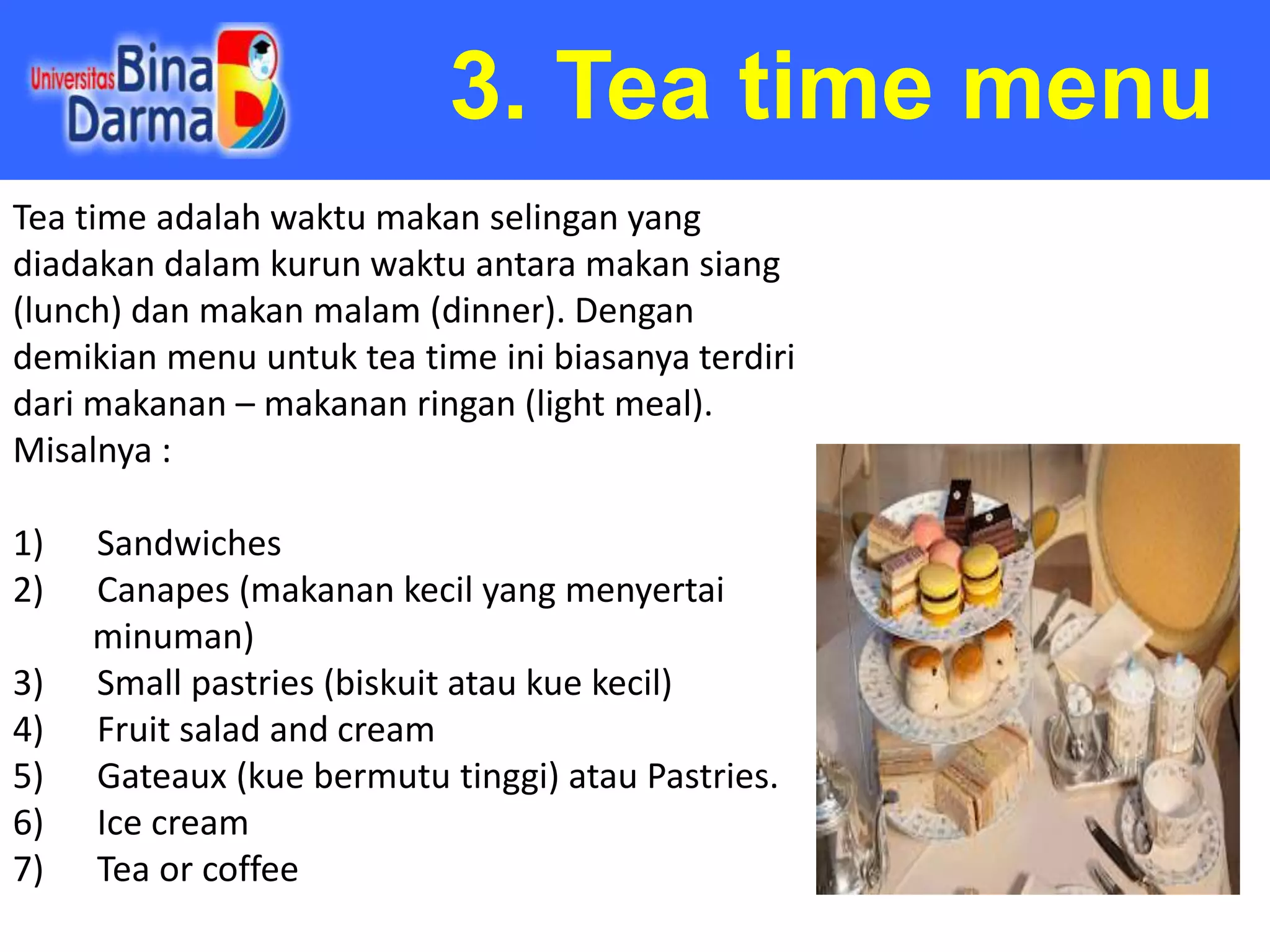 Tata Hidang Dasar Term 4 Memahami tentang menyiapkan menu hidangan 2 ...