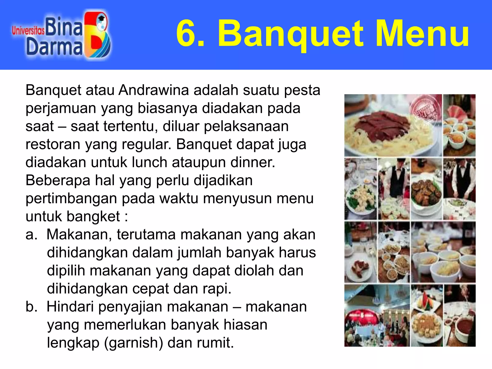 Tata Hidang Dasar Term 4 Memahami tentang menyiapkan menu hidangan 2 ...