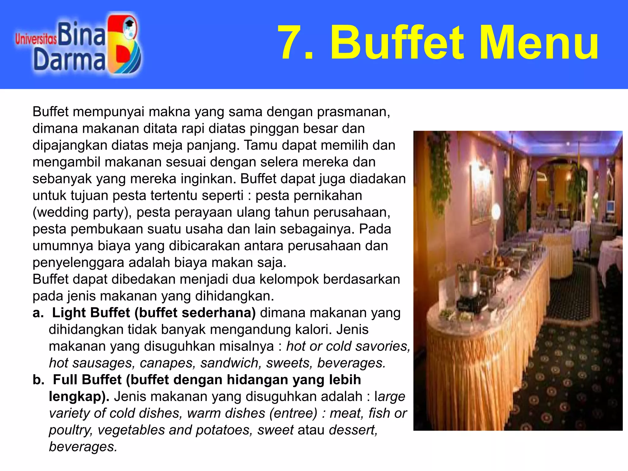 Tata Hidang Dasar Term 4 Memahami tentang menyiapkan menu hidangan 2 ...