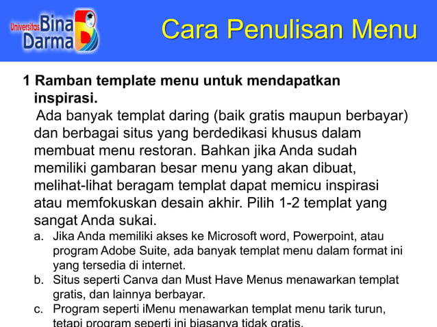 Tata Hidang Dasar Term 4 Memahami tentang menyiapkan menu hidangan 2 ...