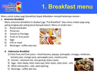 Tata Hidang Dasar Term 4 Memahami tentang menyiapkan menu hidangan 2 ...