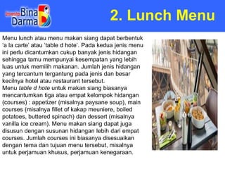 Tata Hidang Dasar Term 4 Memahami tentang menyiapkan menu hidangan 2 ...