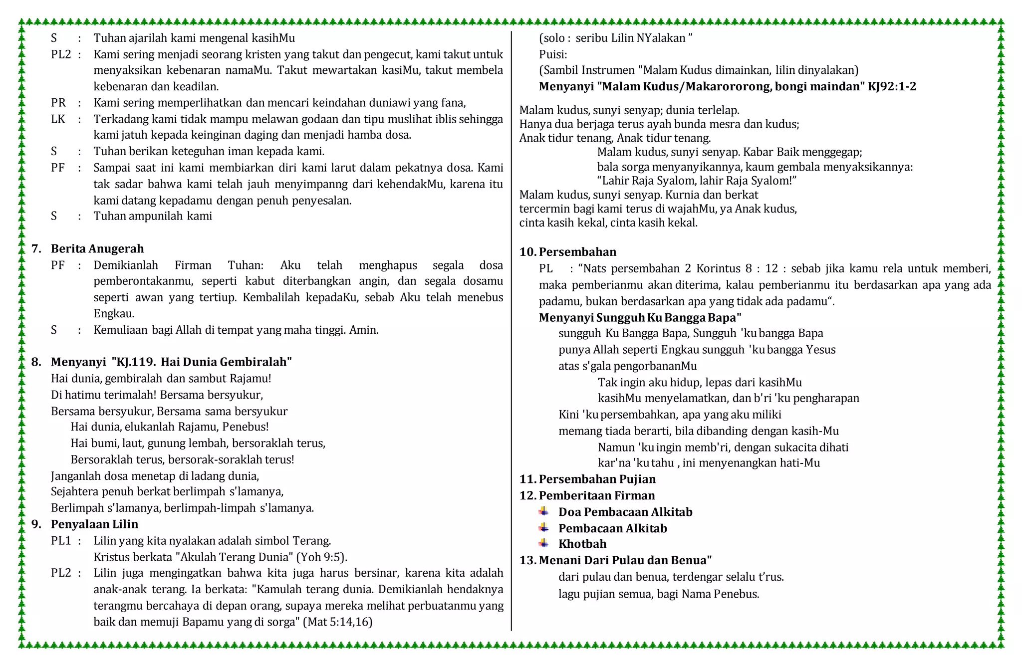 Tata ibadah perayaan natal ikat km56 | DOCX