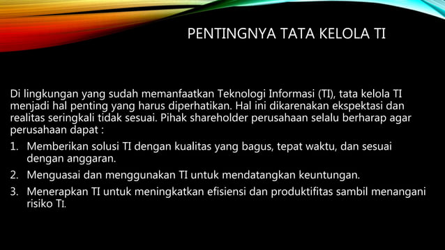 Tata kelola teknologi informasi | PPTX