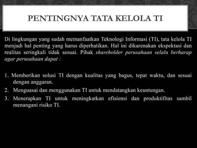 Tata Kelola TI (IT Governance) | PPT