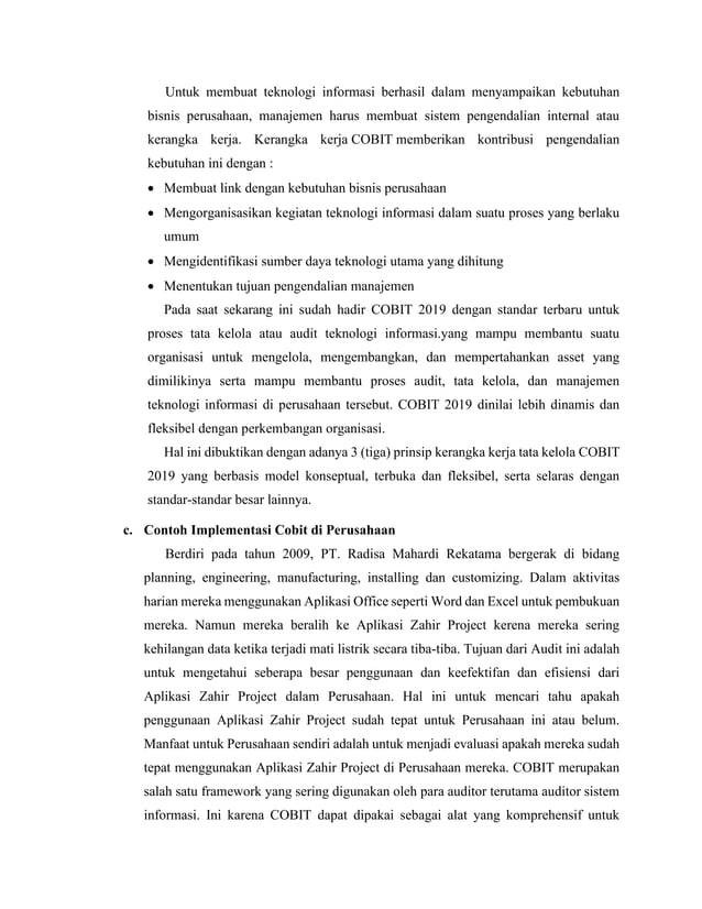 Materi Framework dan Best Practice Tata Kelola IT beserta contoh implementasinya dalam ...