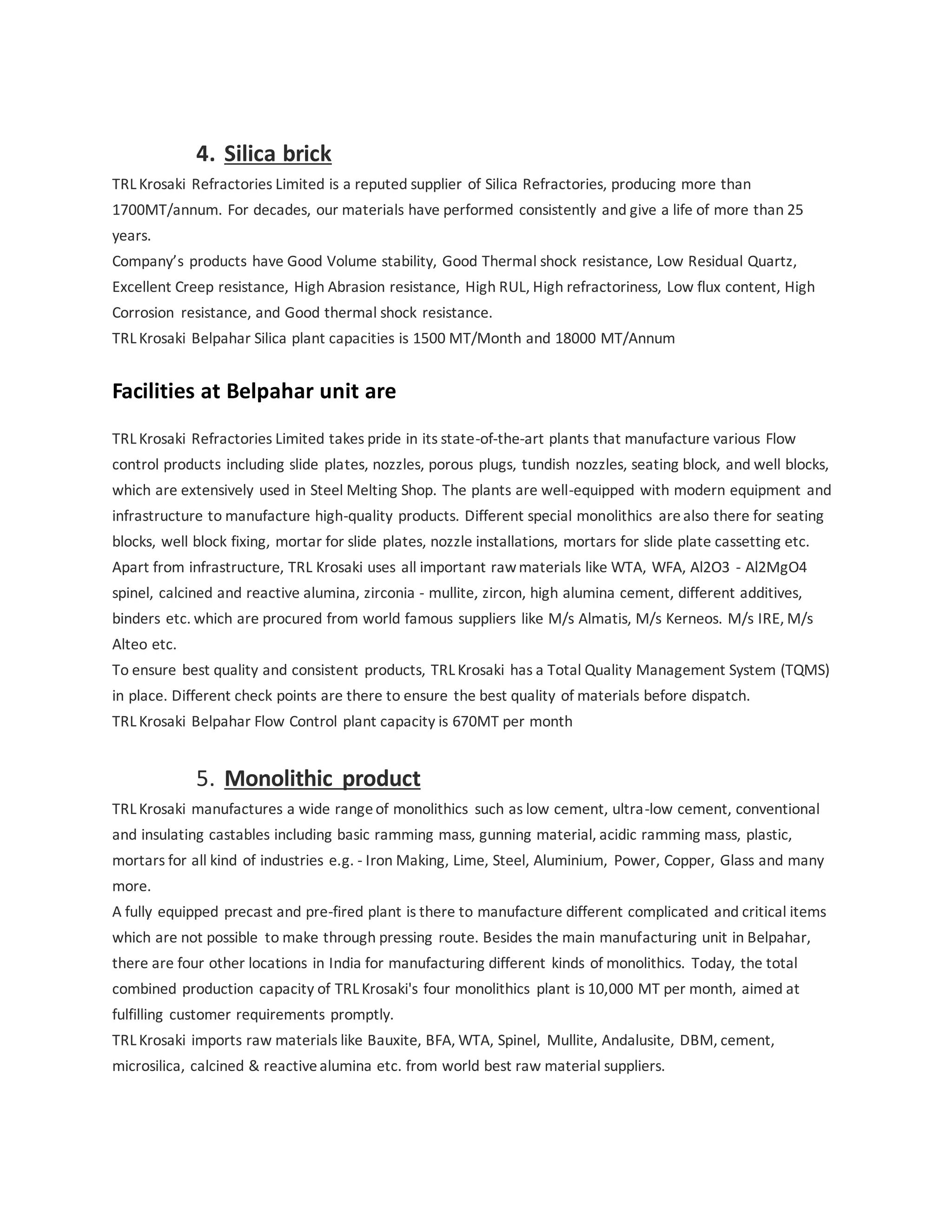 Tata krosaki refractory overview | DOCX
