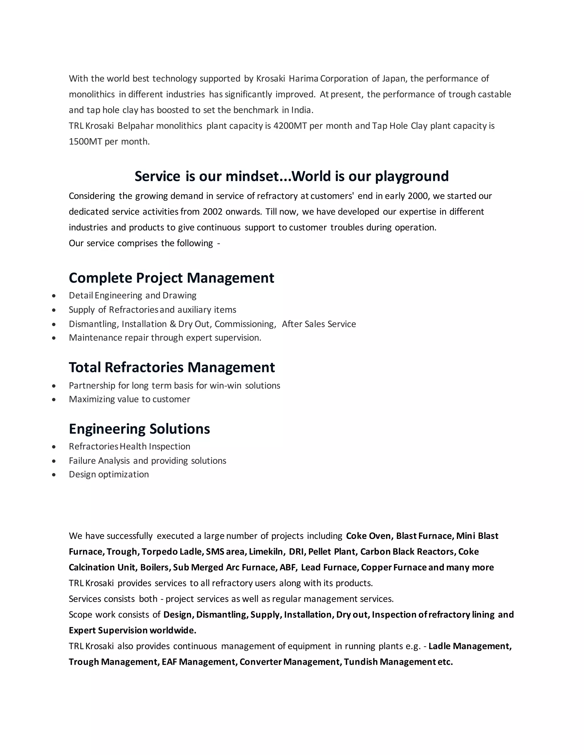 Tata krosaki refractory overview | DOCX