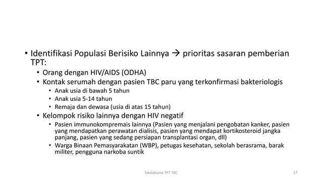 Tatalaksana Pemberian Terapi Pencegahan TPT TB. Pdf | PDF
