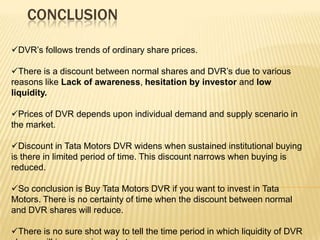 Tata Motors DVR An Analysis Abhinay Mohan | PPT