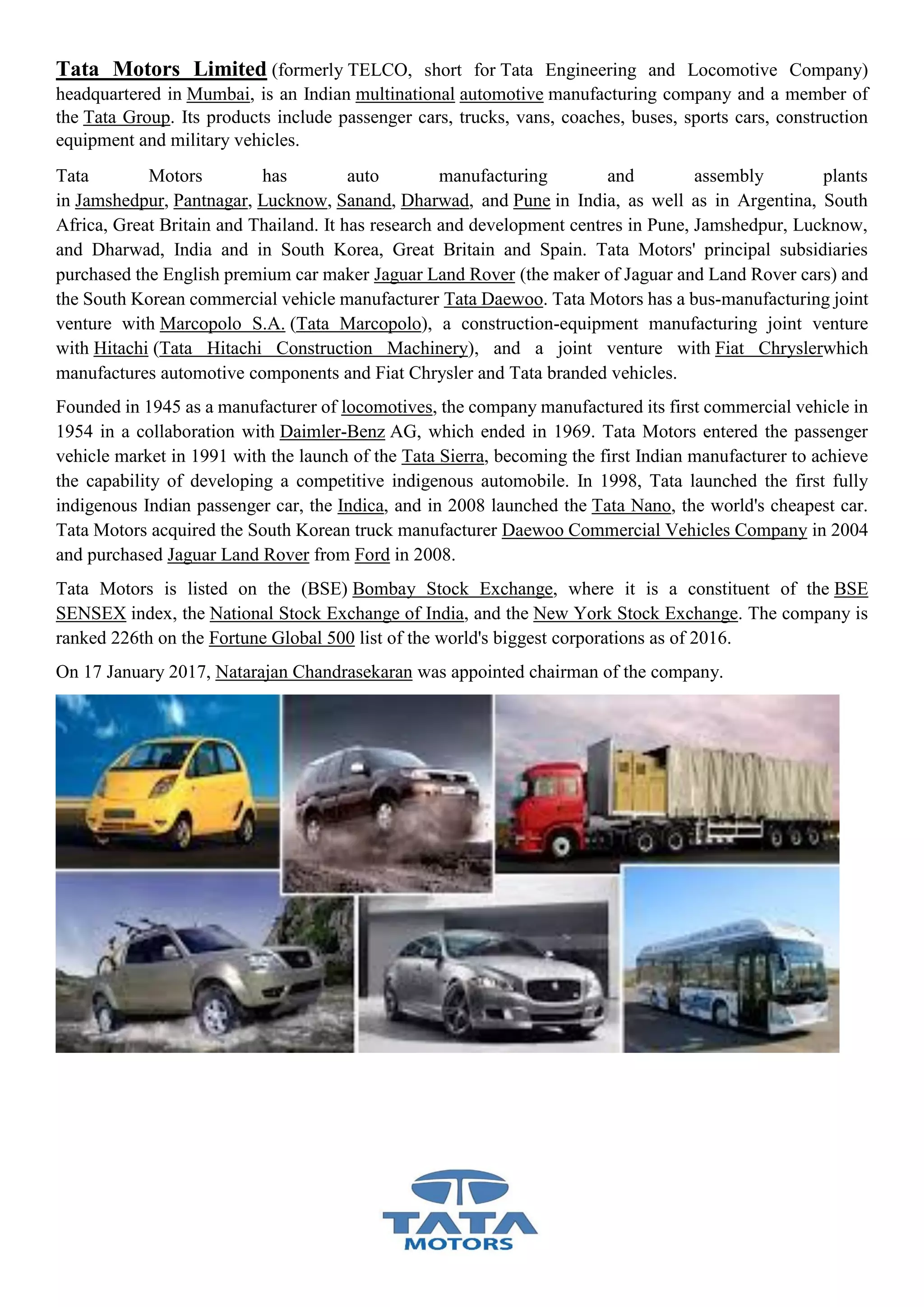 Tata motors final repport | PDF