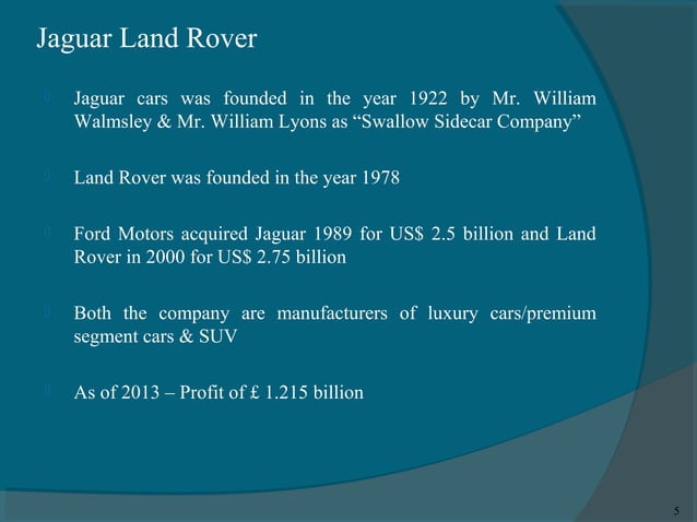 Tata Motors & JLR Merger | PPT