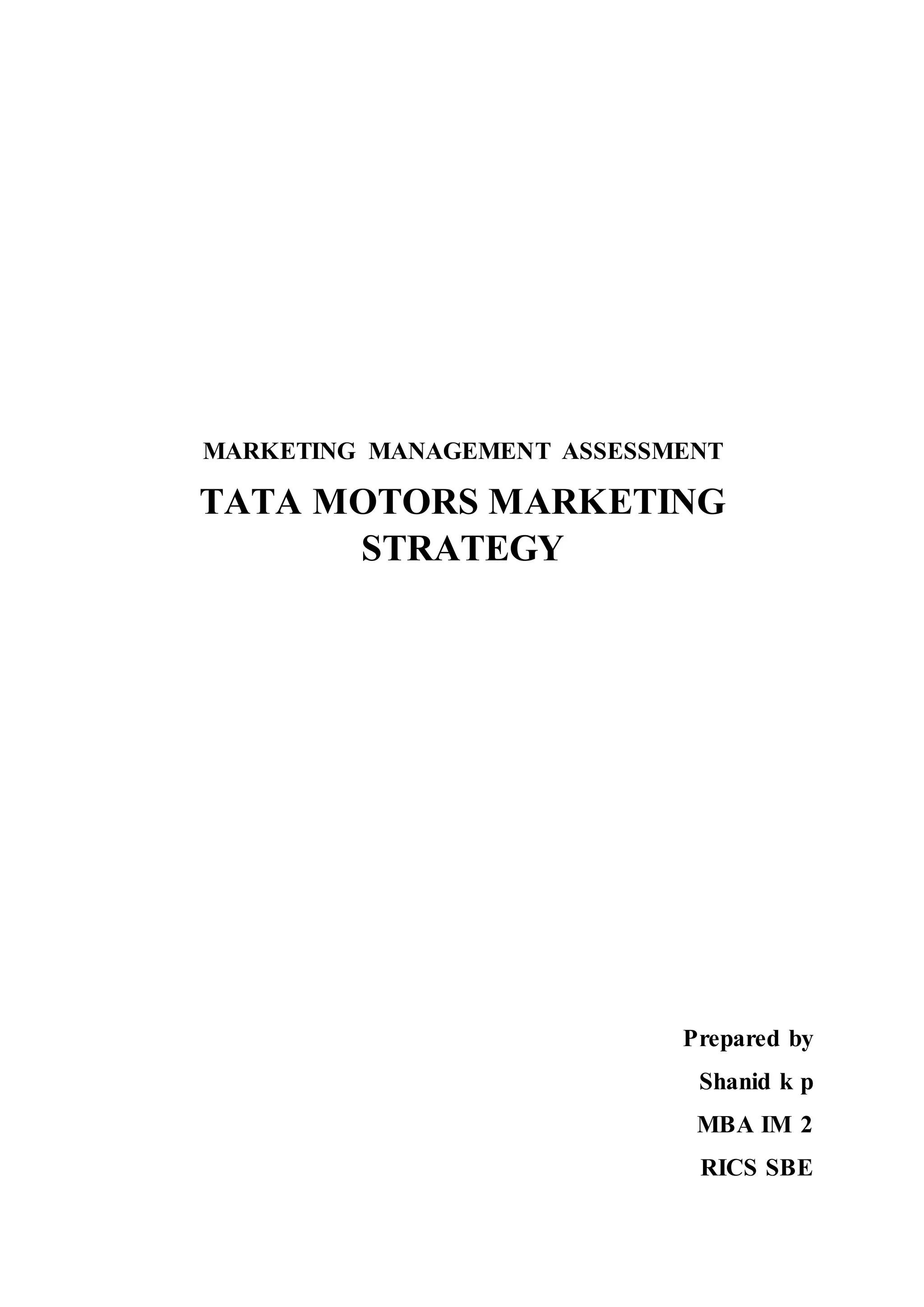 Tata motors marketing strategy | DOCX