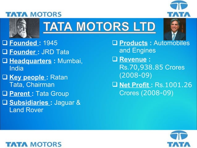 Tata Motors Ppt | PPT | Automotive Industry | Industries