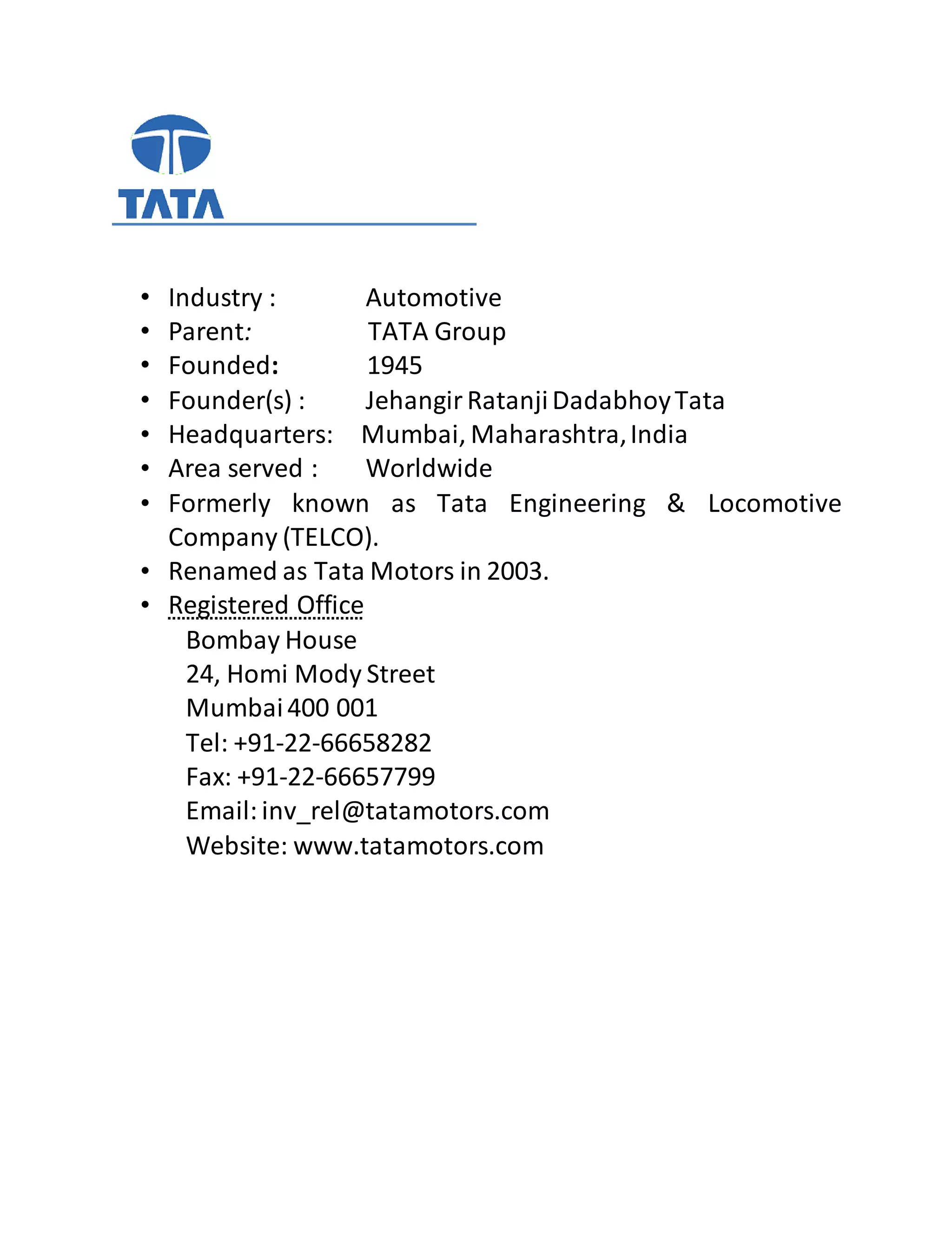 Tata motors project | DOCX