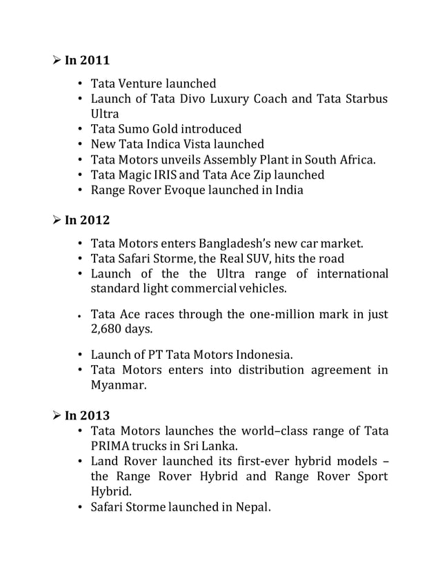 Tata motors project | DOCX | Asia Travel | Travel Locations