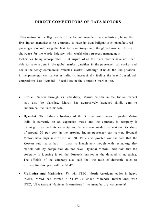 Analysis of strategic marketing of Tata Motors | DOCX | Automotive ...