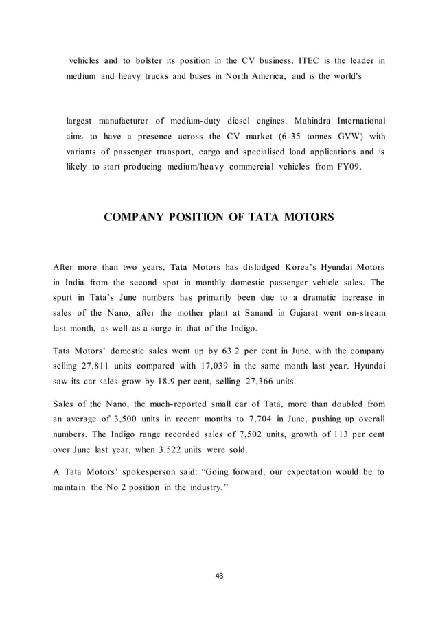 Analysis of strategic marketing of Tata Motors | DOCX | Automotive ...