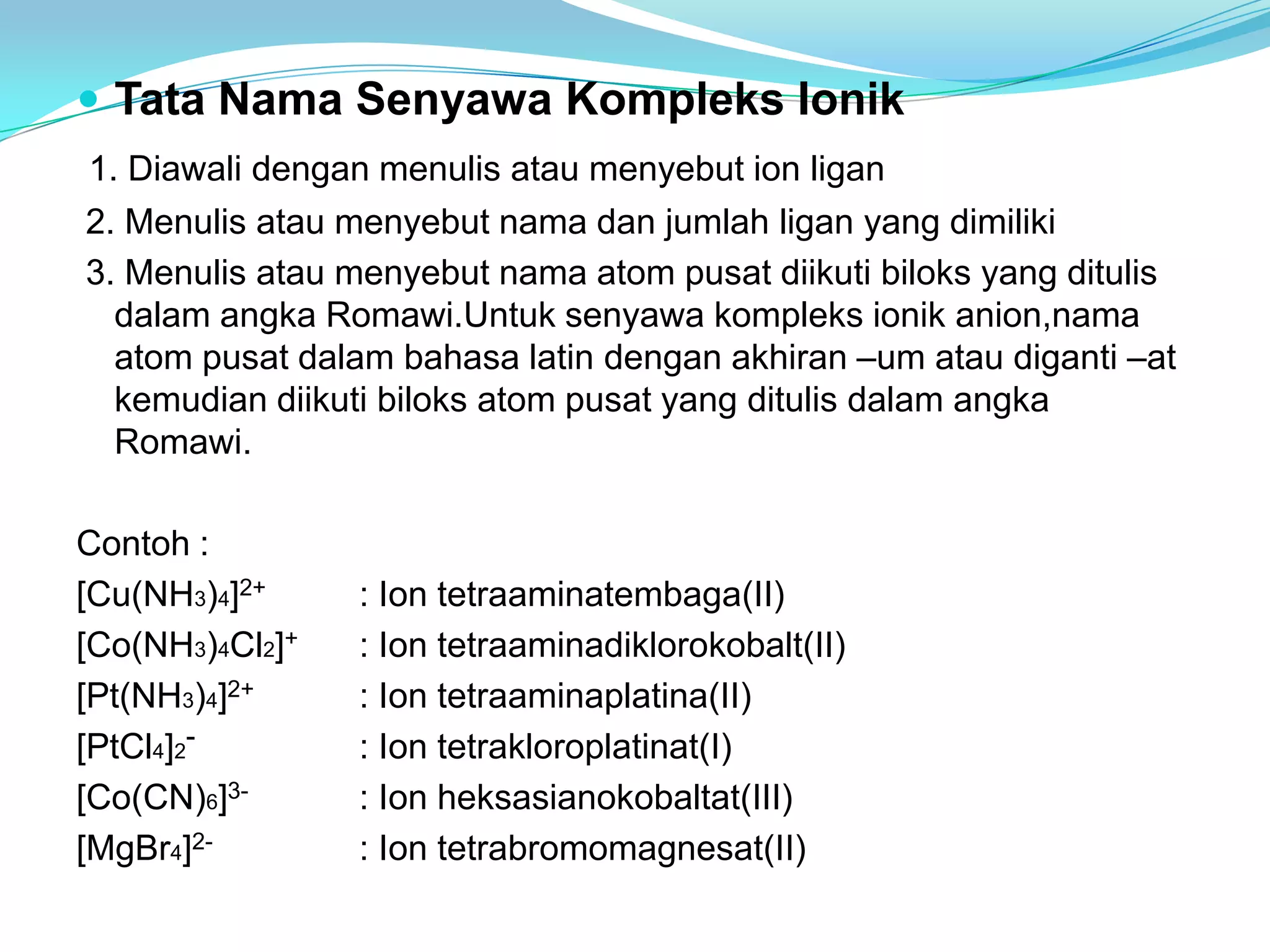 Tata nama senyawa kompleks | PPTX