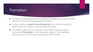 TATA HOTELS MARKETING MIX | PPTX