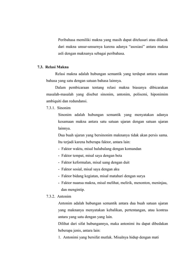 Tataran linguistik semantik | DOC