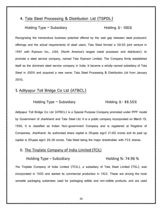 Tata steel summer internship projeect | DOCX