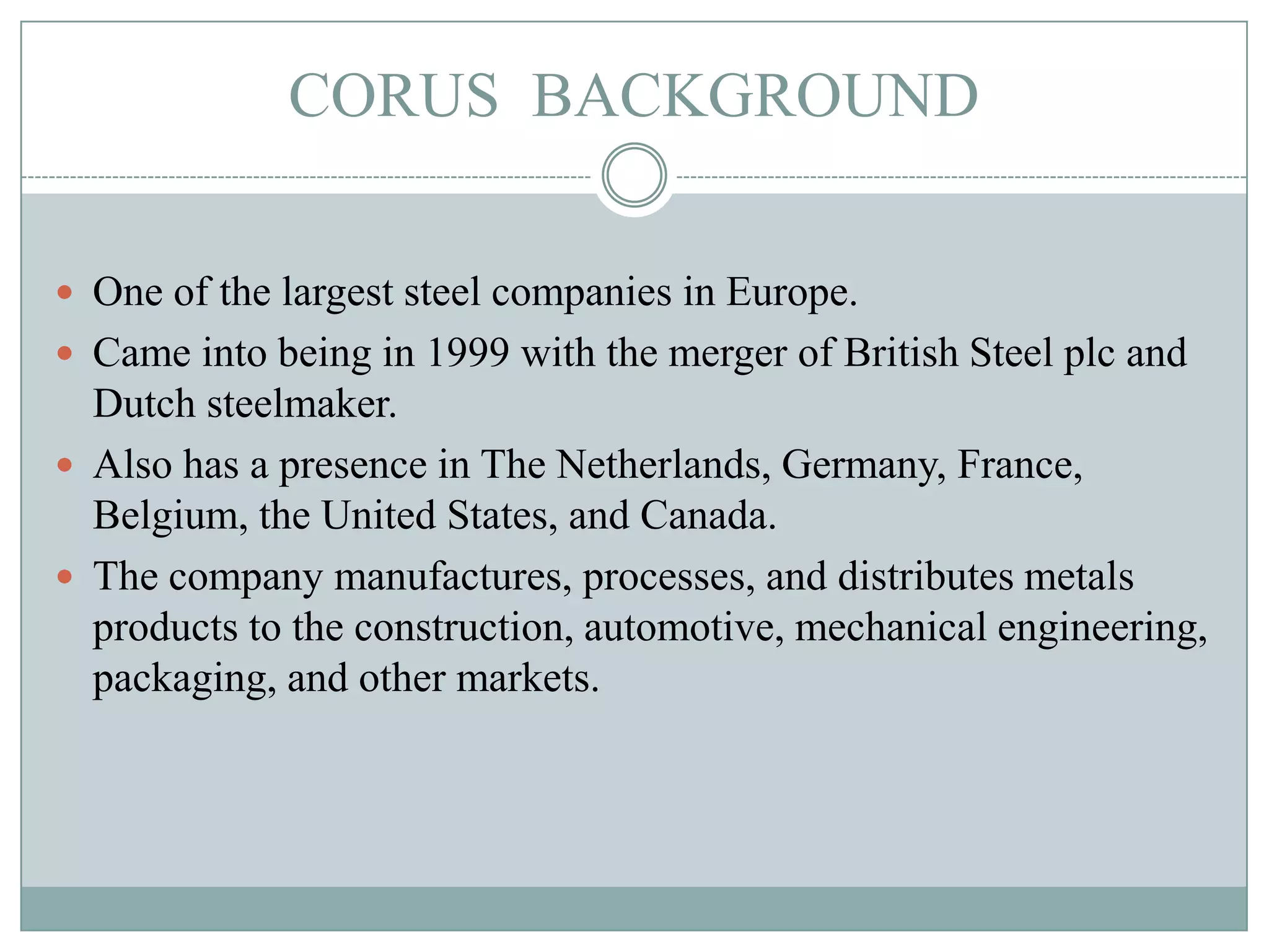 Tata steel’s acquisition of corus | PPTX