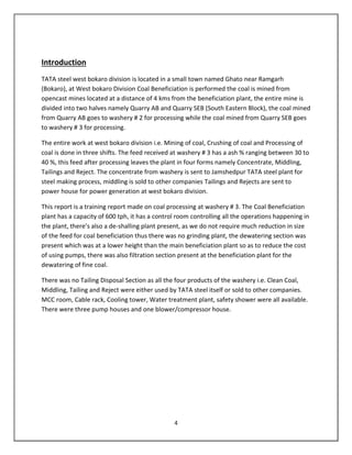 Tata steel west bokaro washery #3 report | PDF