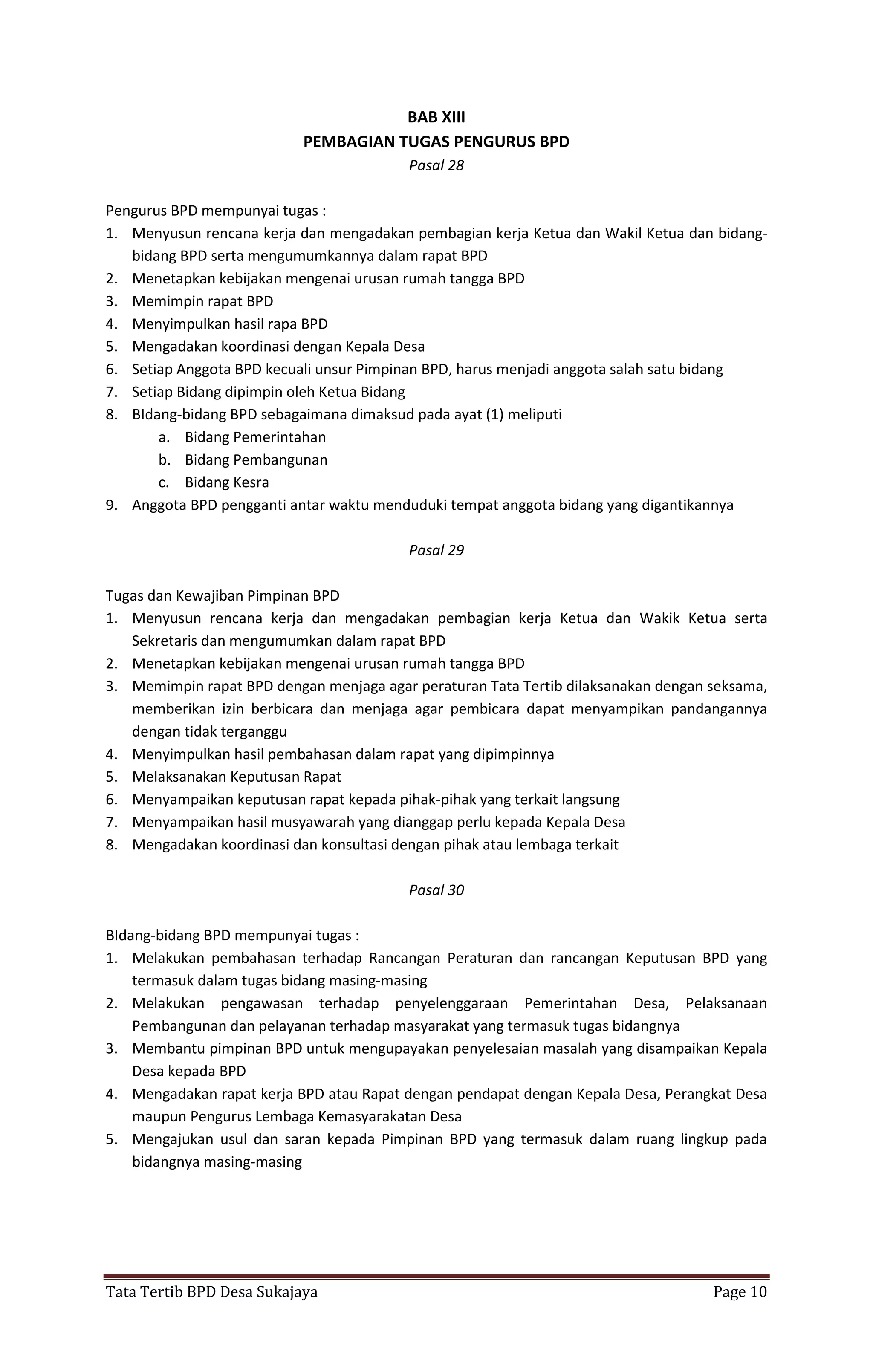 Tata tertib bpd sukajaya | PDF