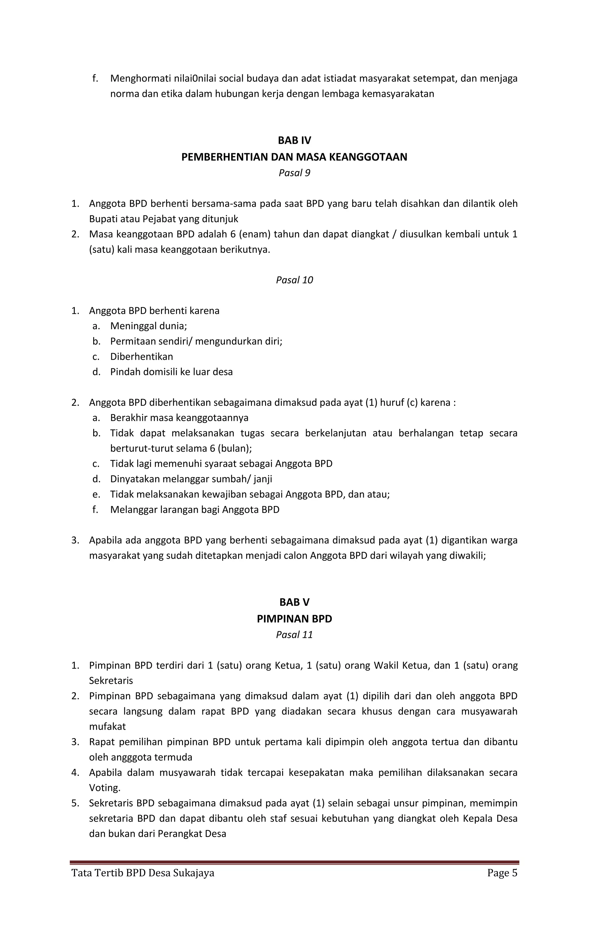 Tata tertib bpd sukajaya | PDF