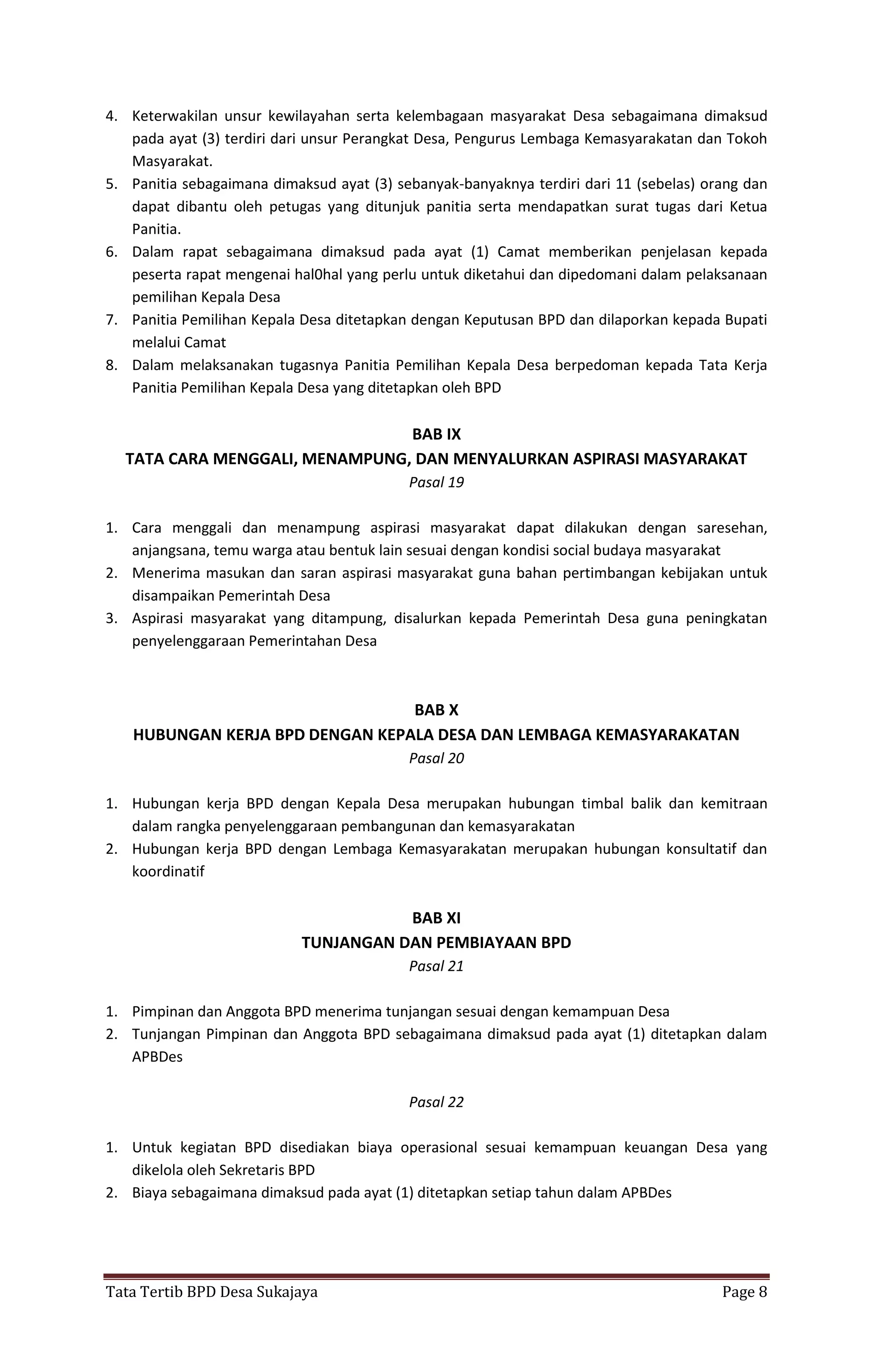 Tata tertib bpd sukajaya | PDF