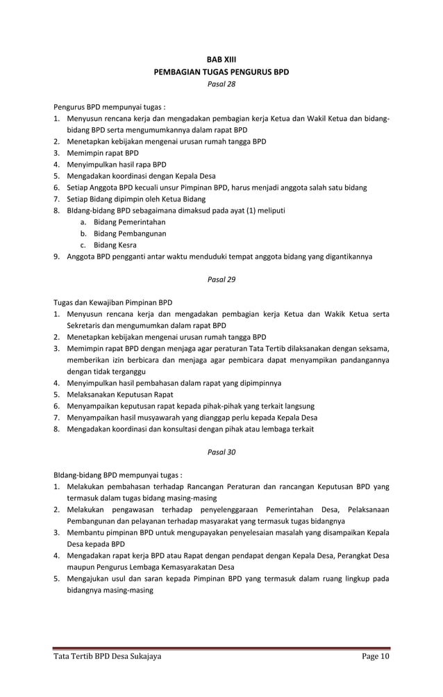 Tata tertib bpd sukajaya | PDF