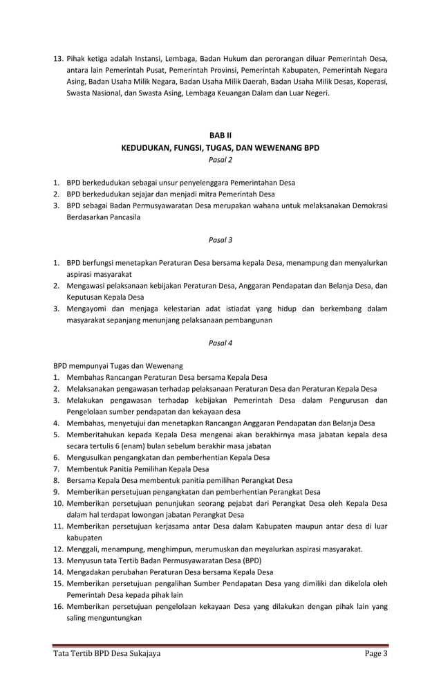 Tata tertib bpd sukajaya | PDF