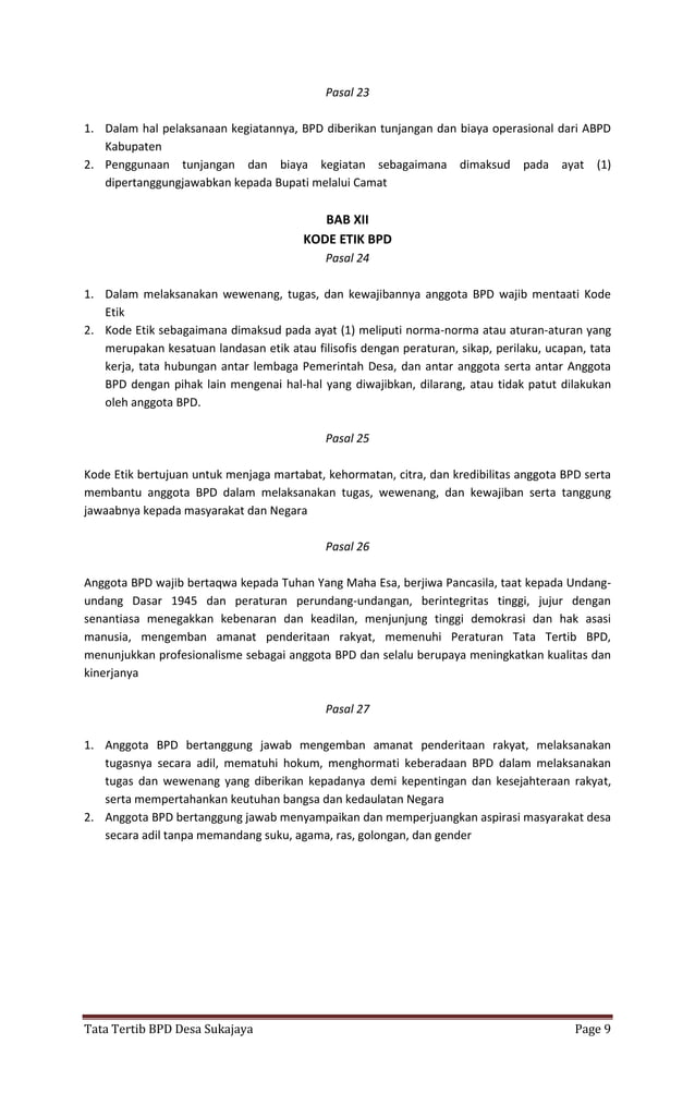 Tata tertib bpd sukajaya | PDF