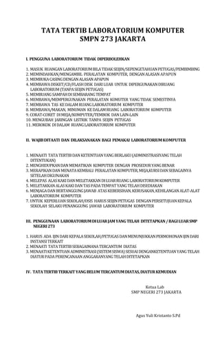 Tata tertib laboratorium komputer smpn 273 | DOCX