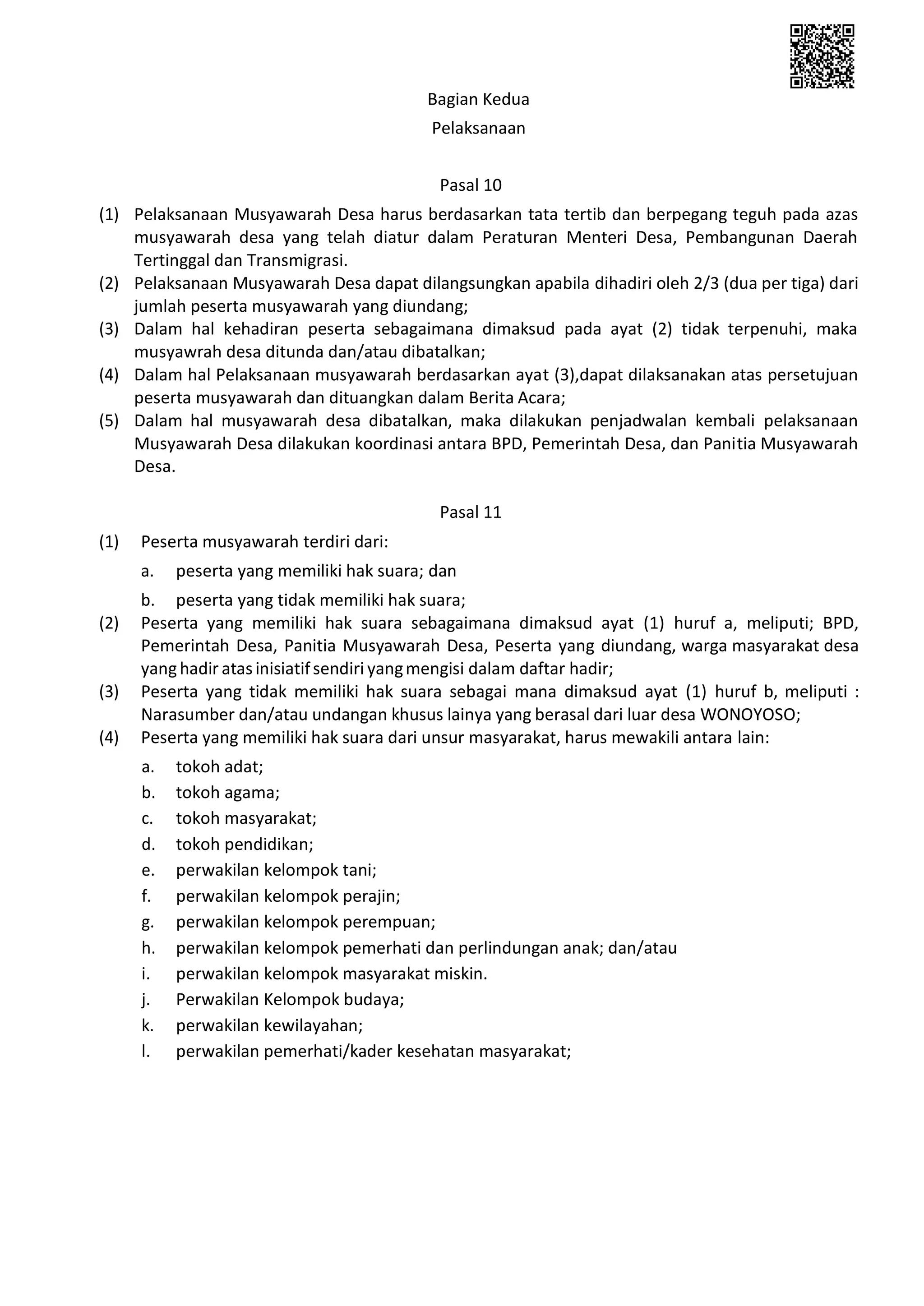 PERATURAN DESA TENTANG TATA TERTIB MUSYAWARAH BPD | PDF