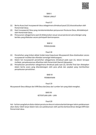 PERATURAN DESA TENTANG TATA TERTIB MUSYAWARAH BPD | PDF