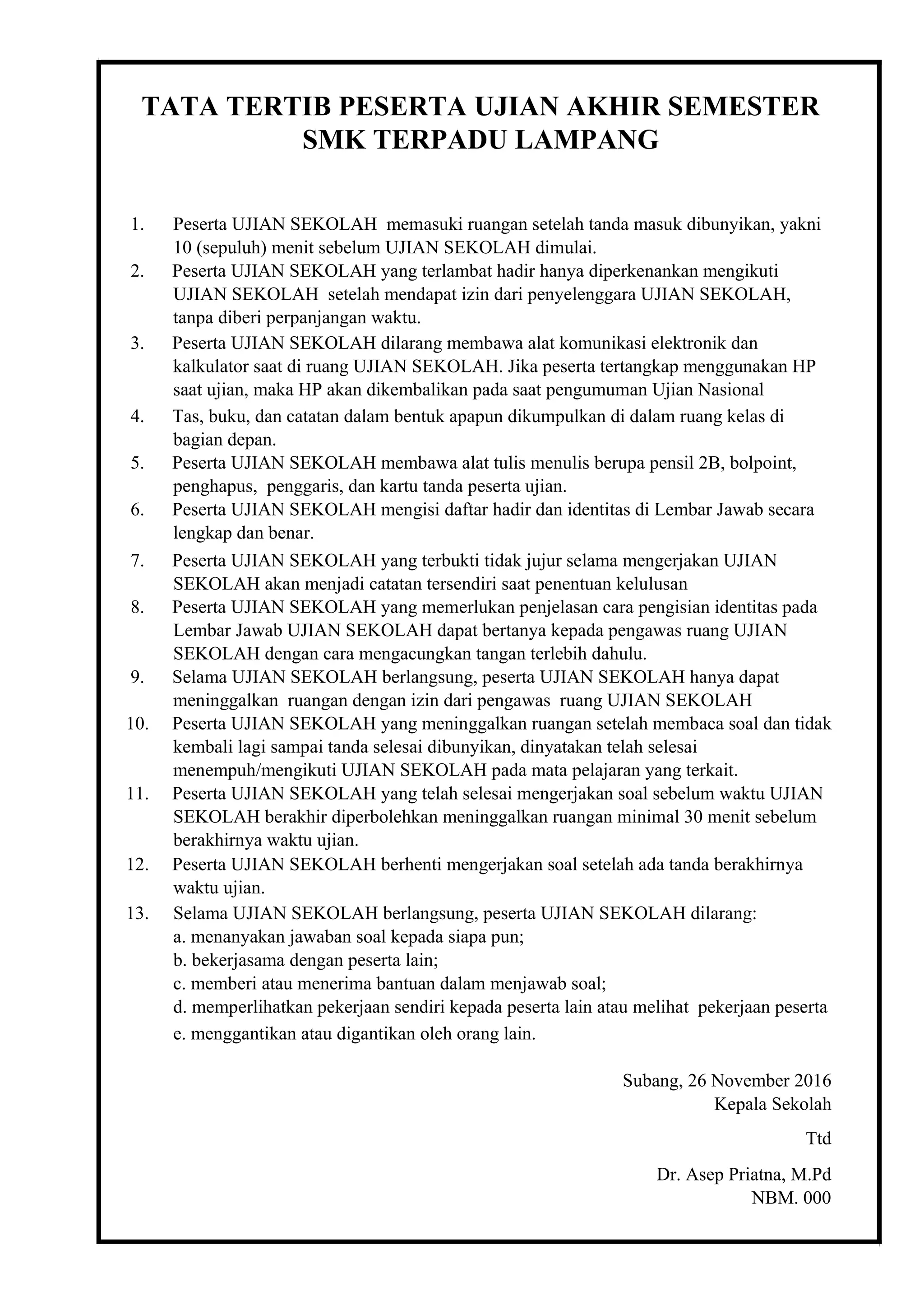 Tata tertib ujian | PDF