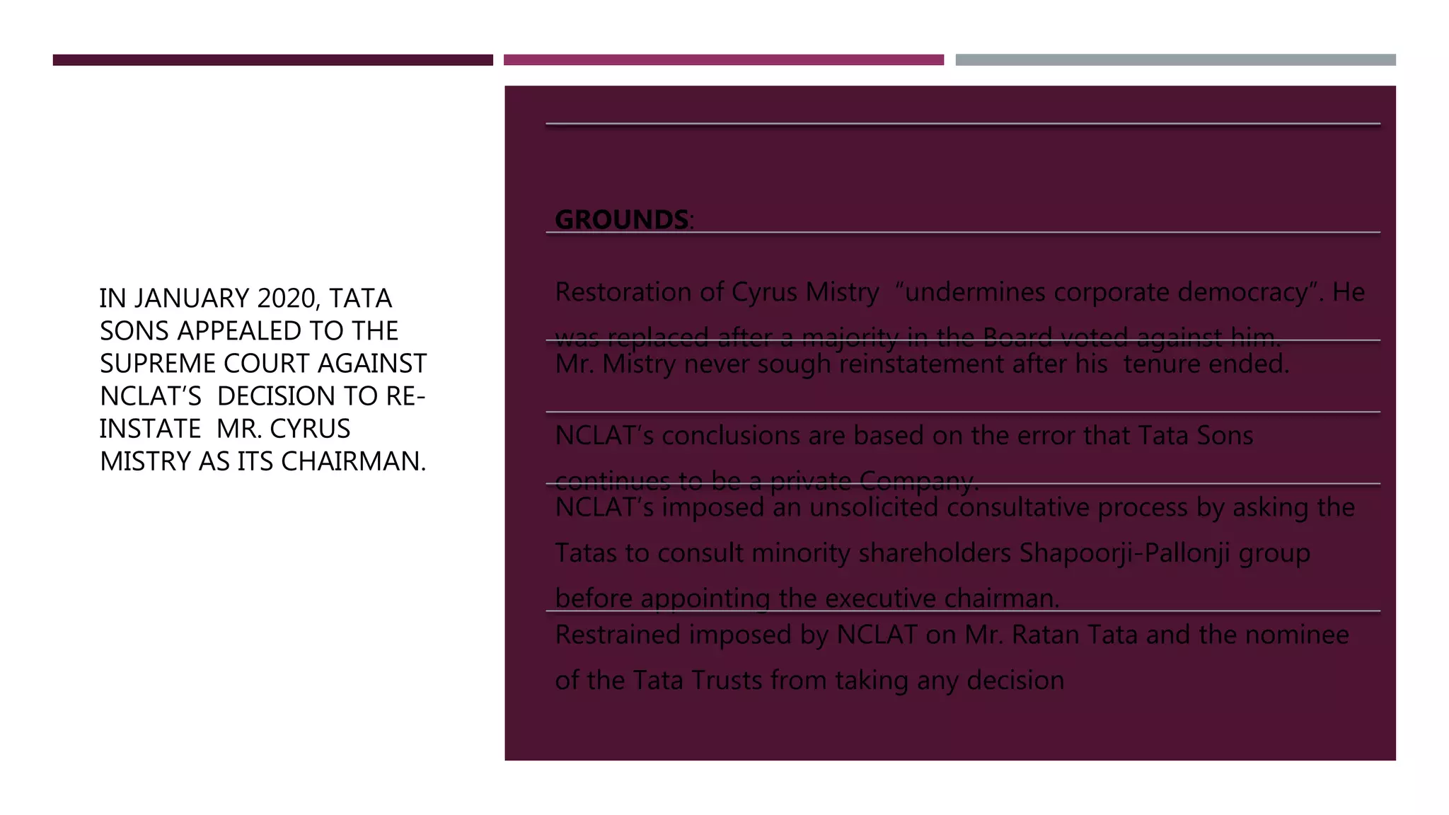 Presentation on Tata vs Cyrus Mistry Case by Khyati Savla | PPTX