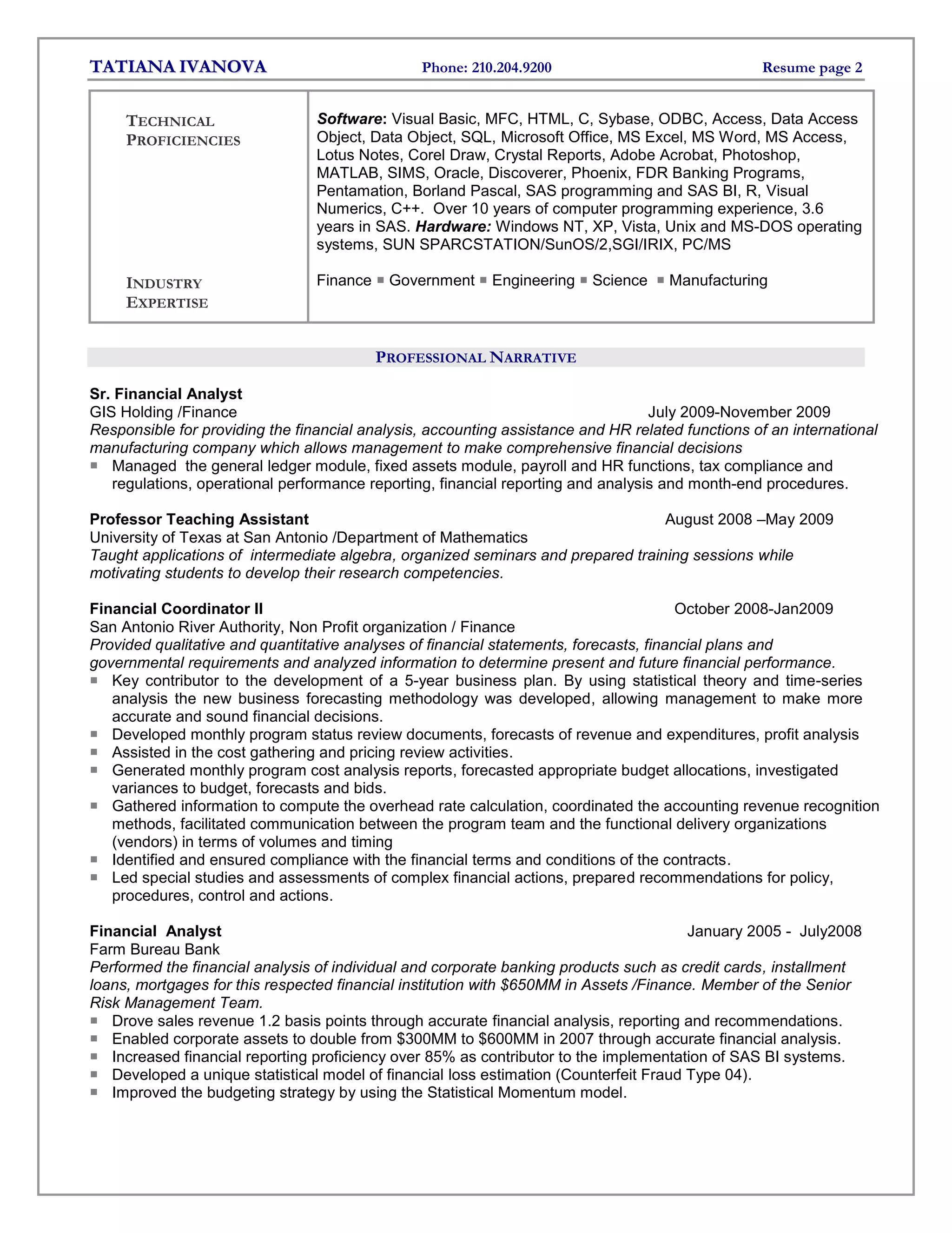 Tatiana Ivanova Resume (2010) | PDF