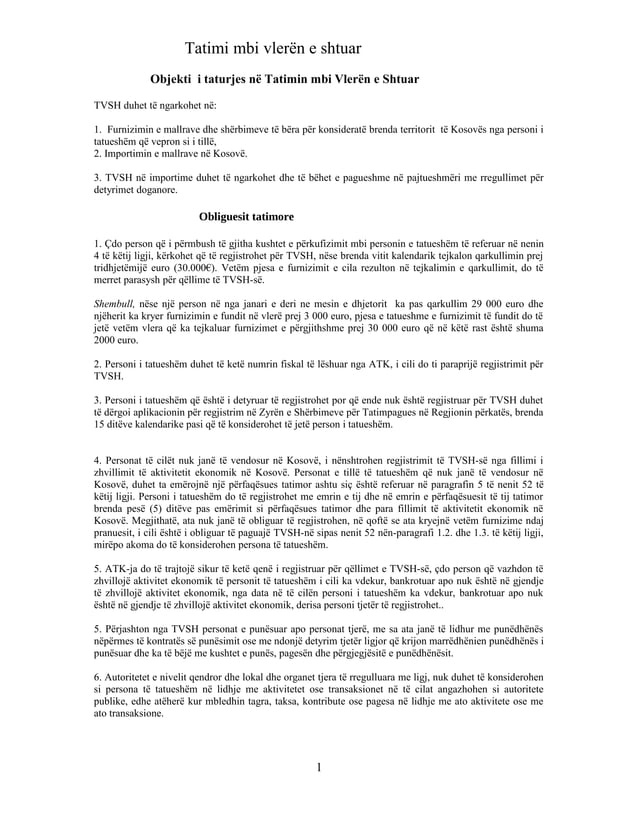 Tatimi mbi vleren e shtuar dhe tatimi ne te ardhurat e korporatave taksa dhe korporata 2016 | DOC
