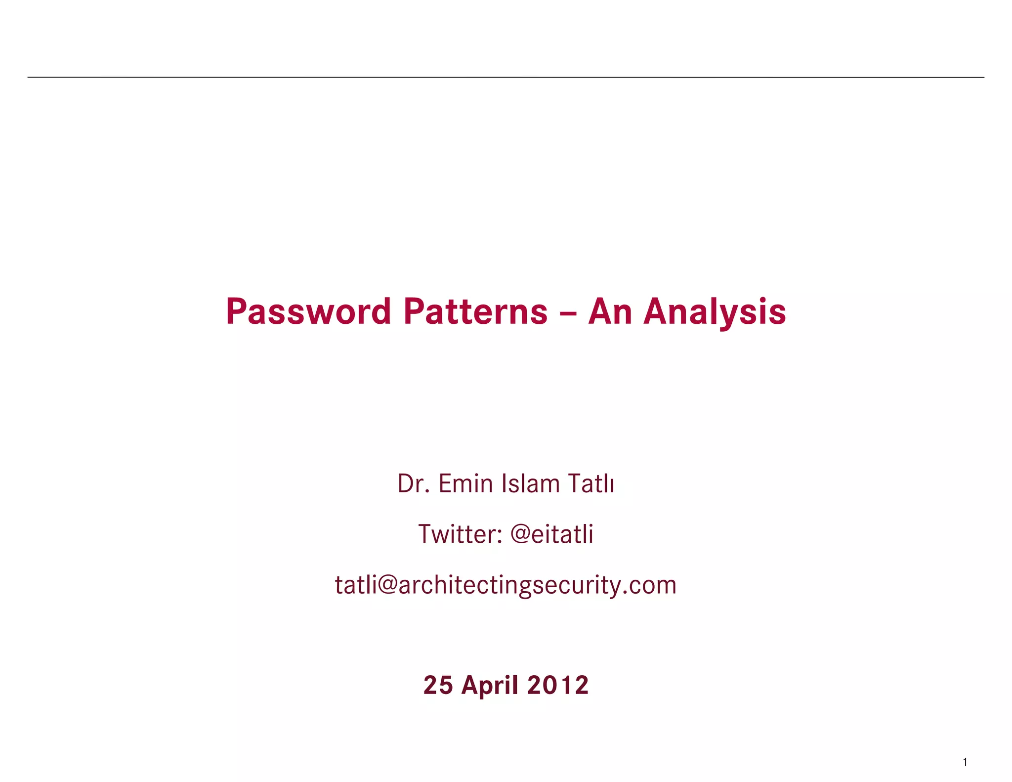 Password Patterns- An Analysis | PDF