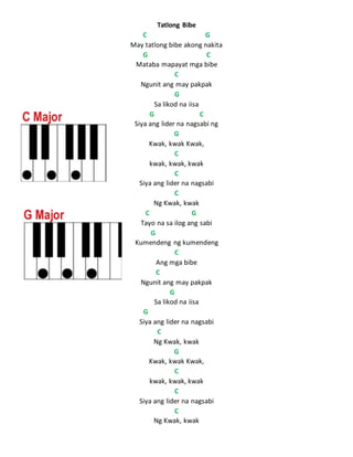 Tatlong bibe piano chords | DOCX