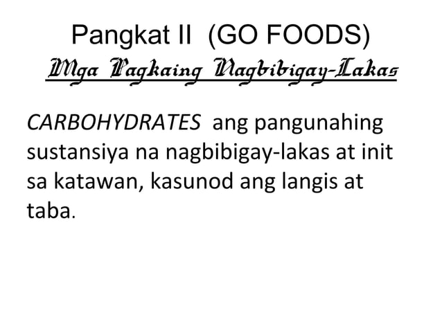 Tatlong Pangkat ng Pagkain | PPT