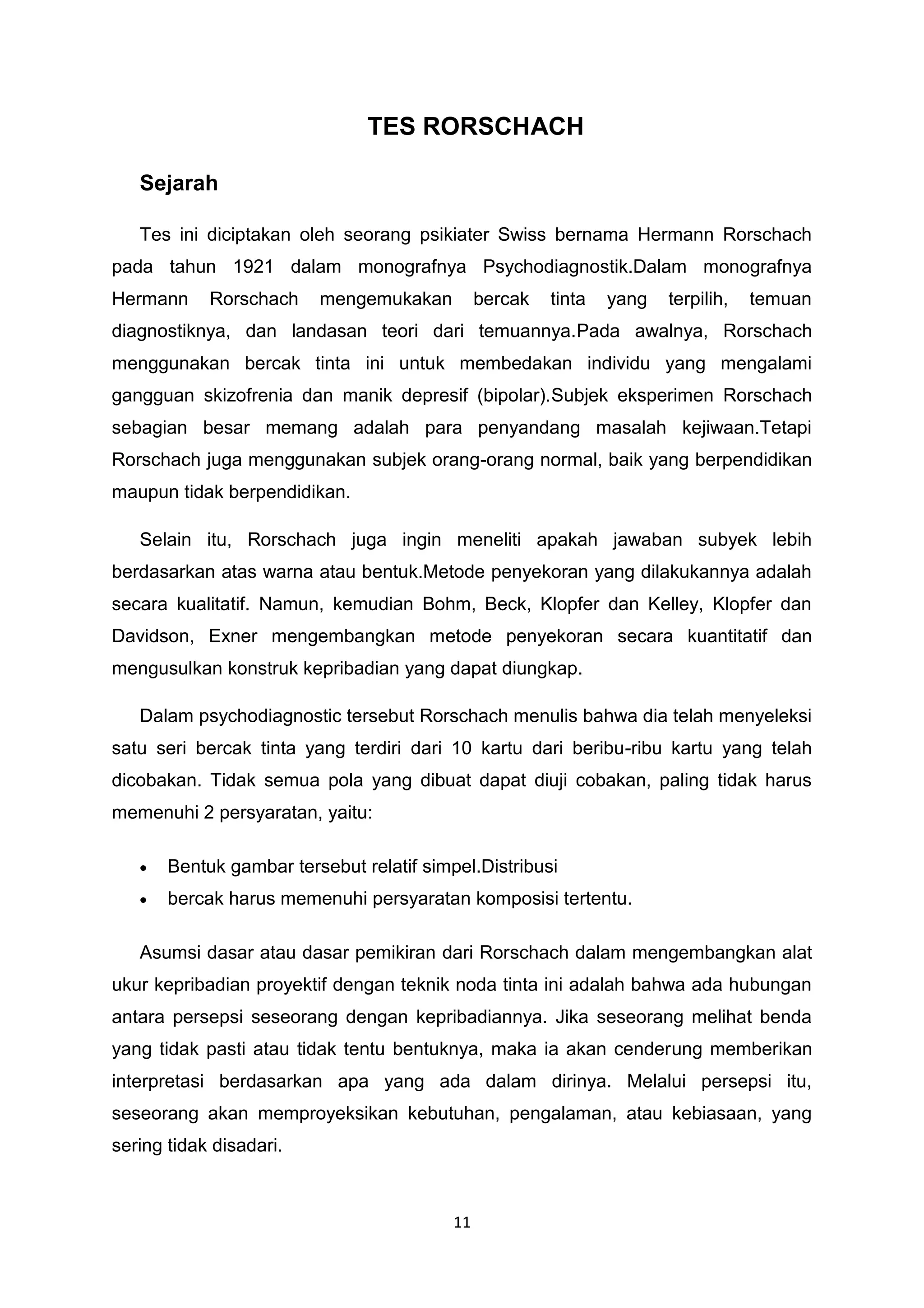 Tat & rorschach full MAKALAH | DOCX