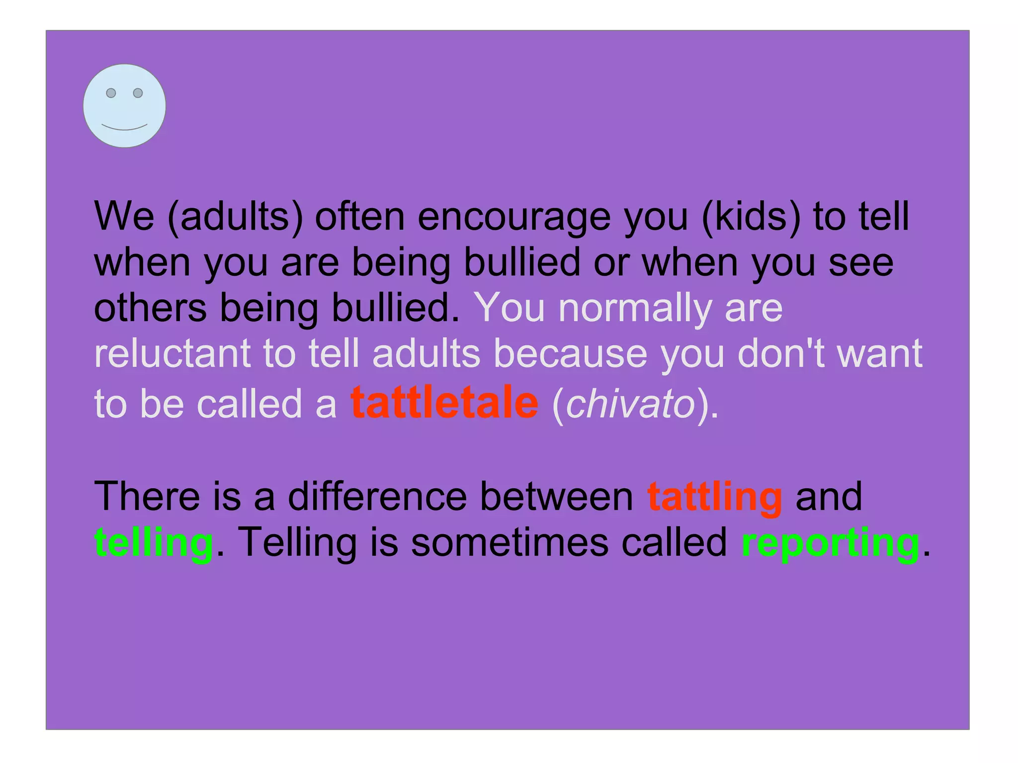 Tattling or Reporting? | PPT | Family and Relationships