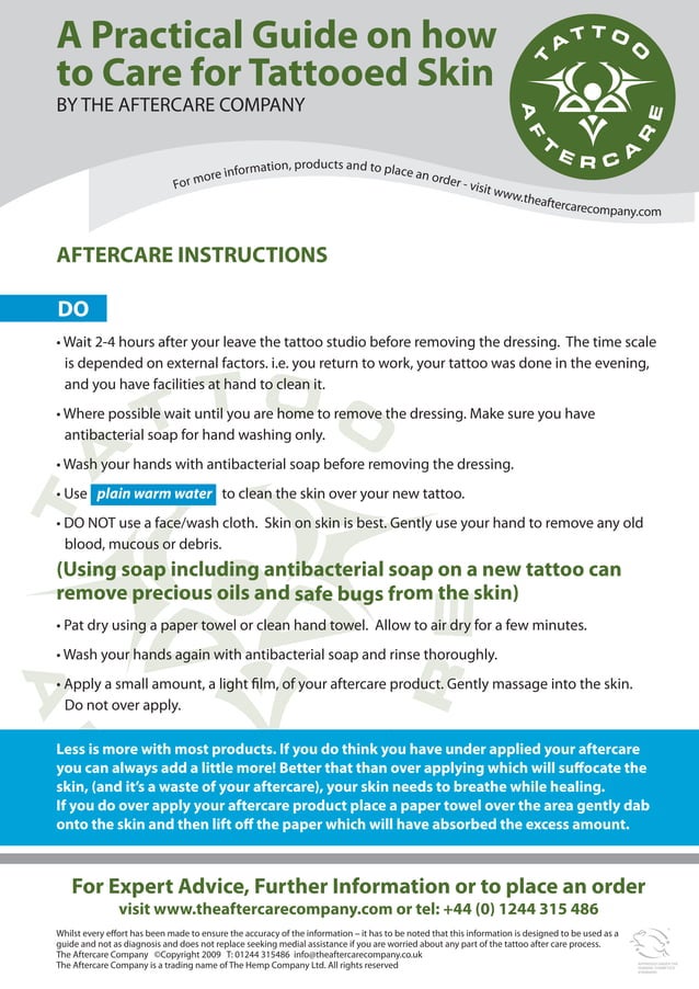 Tattoo Aftercare Care Guide | PDF